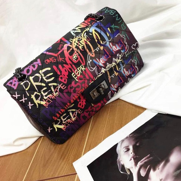 graffiti handbag | Bags | Graffiti Bag Crossbody Chain Pursehandbag ...